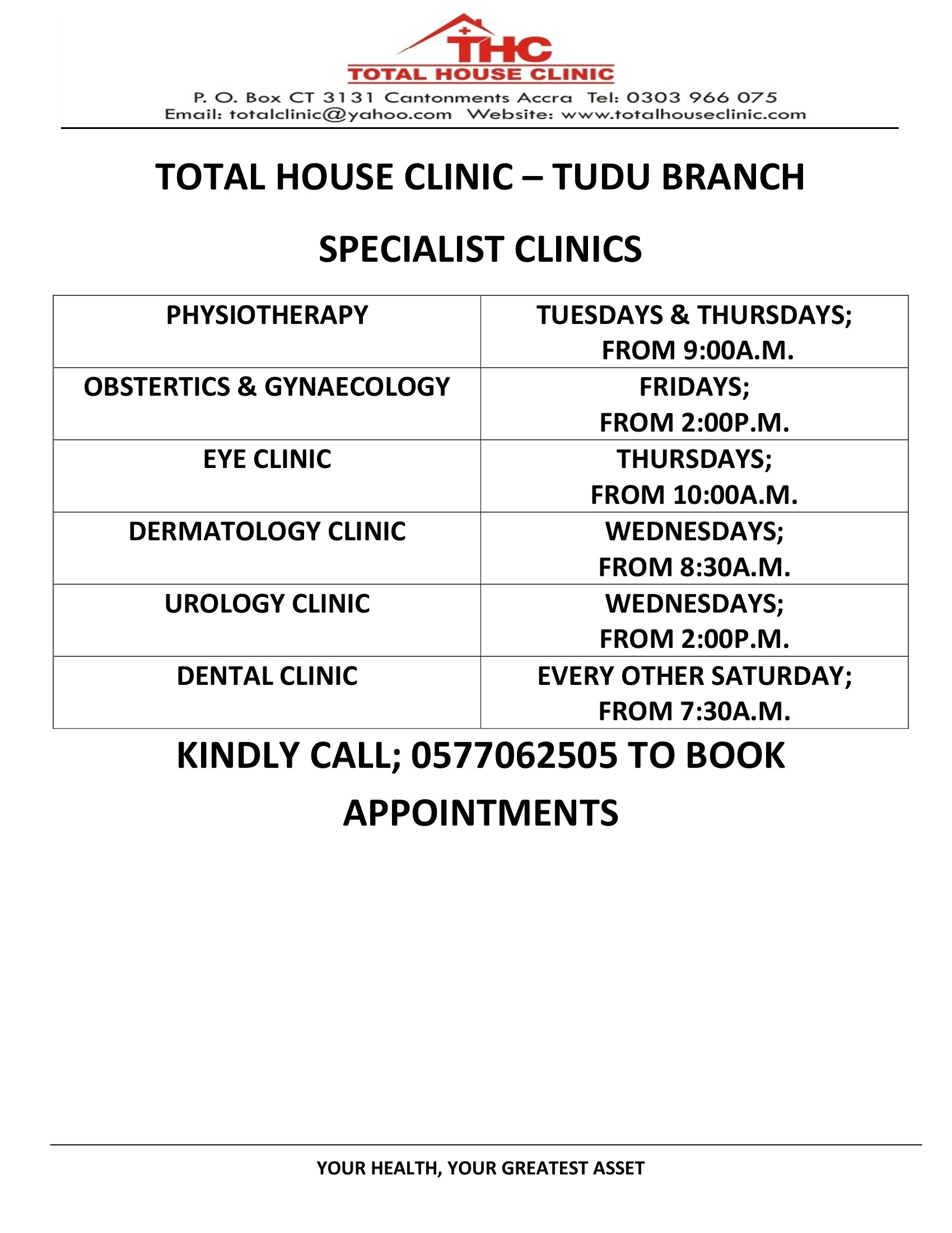 SPECIALIST CLINICS – TOTAL HOUSE CLINIC | Total House Clinic